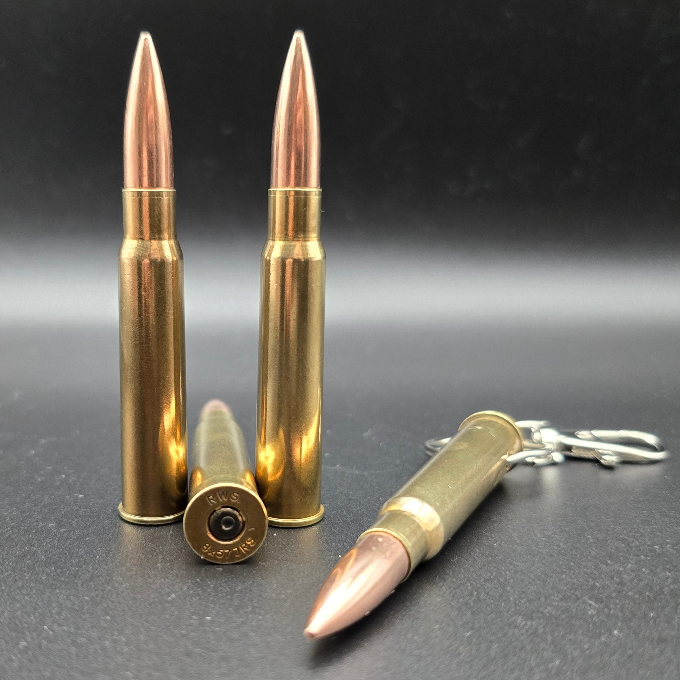 8x57 JRS Bullet Keyring | Inert Rimmed Ammo Keychain