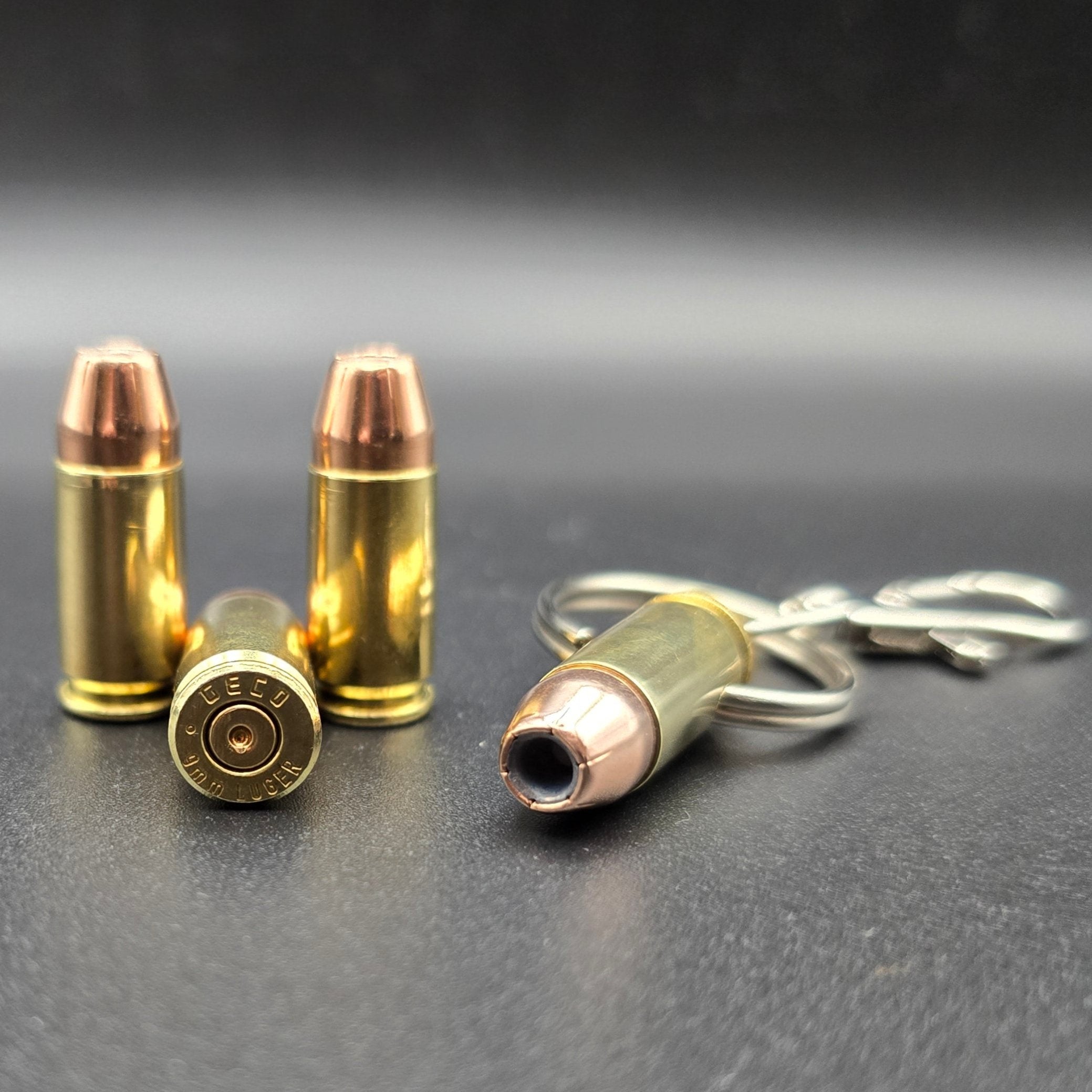 9mm Hollow Point Bullet Keyring | Inert Ammo Keychain
