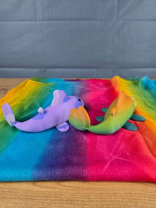 Palia Prismfish Plush 3D Printed Fish Toy – Rainbow & Purple