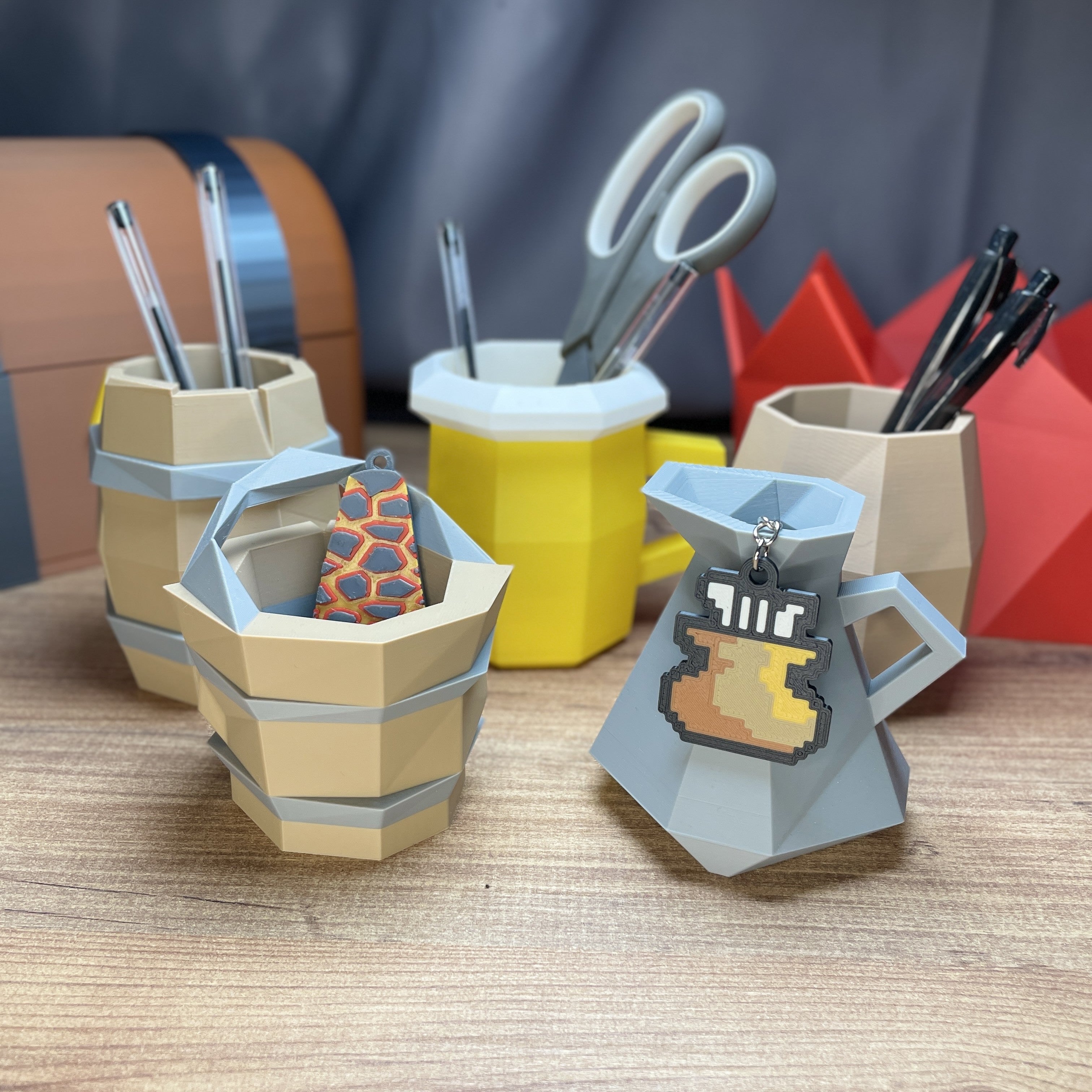 RuneScape Pen Pot Set – OSRS Jug, Bucket, Barrel & Beer Holder