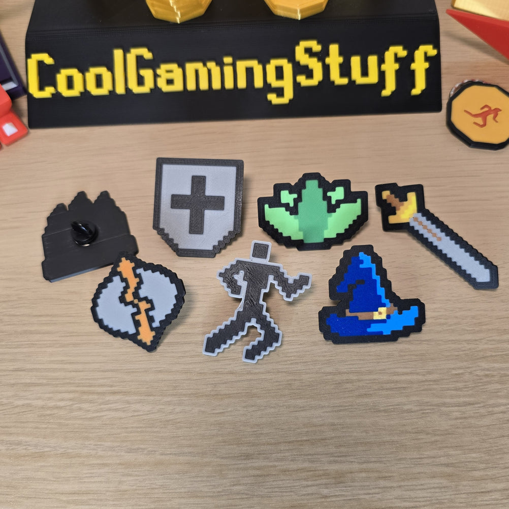 3D Printed RuneScape Skill Pins – OSRS Skill Icon Collectible Badges